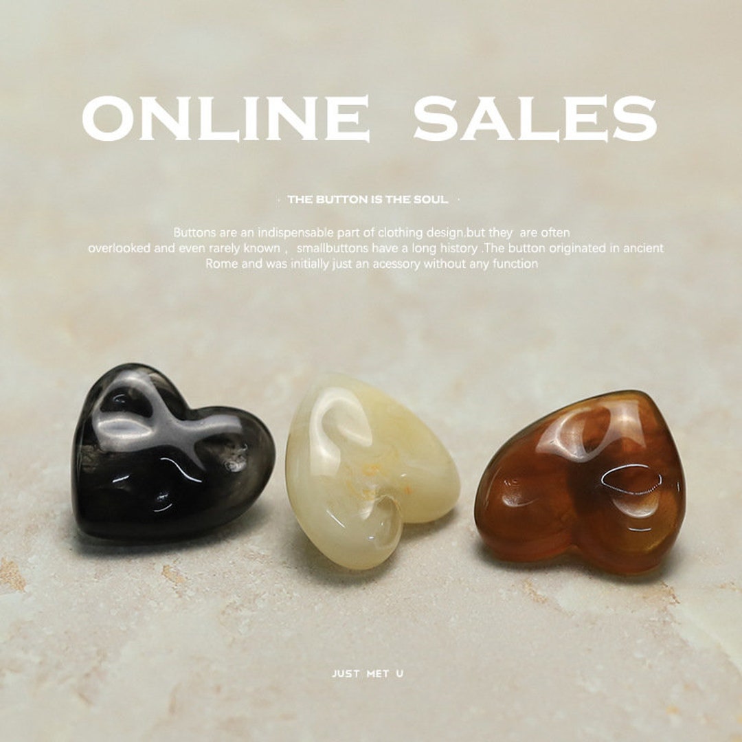 Resin Love Heart Buttons: Gold Shank DIY Crafts YS062 - Etsy