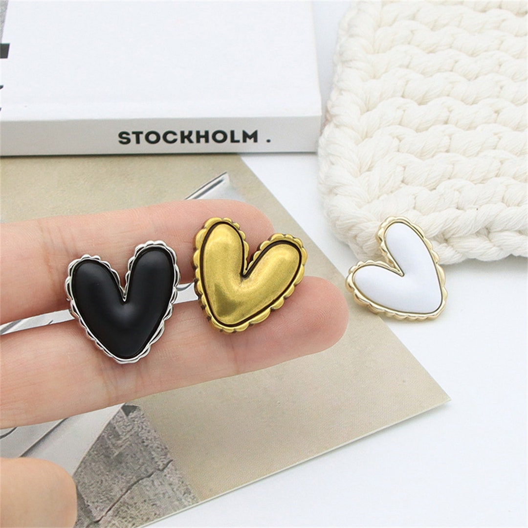 Gold Love Heart Metal Buttons: 23mm DIY Crafts 2/10pcs YO083 - Etsy