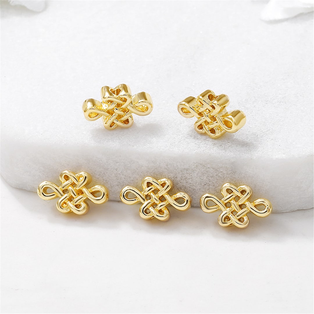 24K Gold Plated Chinese Knot Beads: Brass Tone Spacers (10PCS) MY442 - Etsy