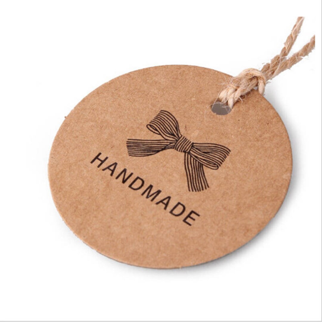 50pcs 43mm Round handmade Kraft Paper Tags for Gifts, Labeling, Sales ...