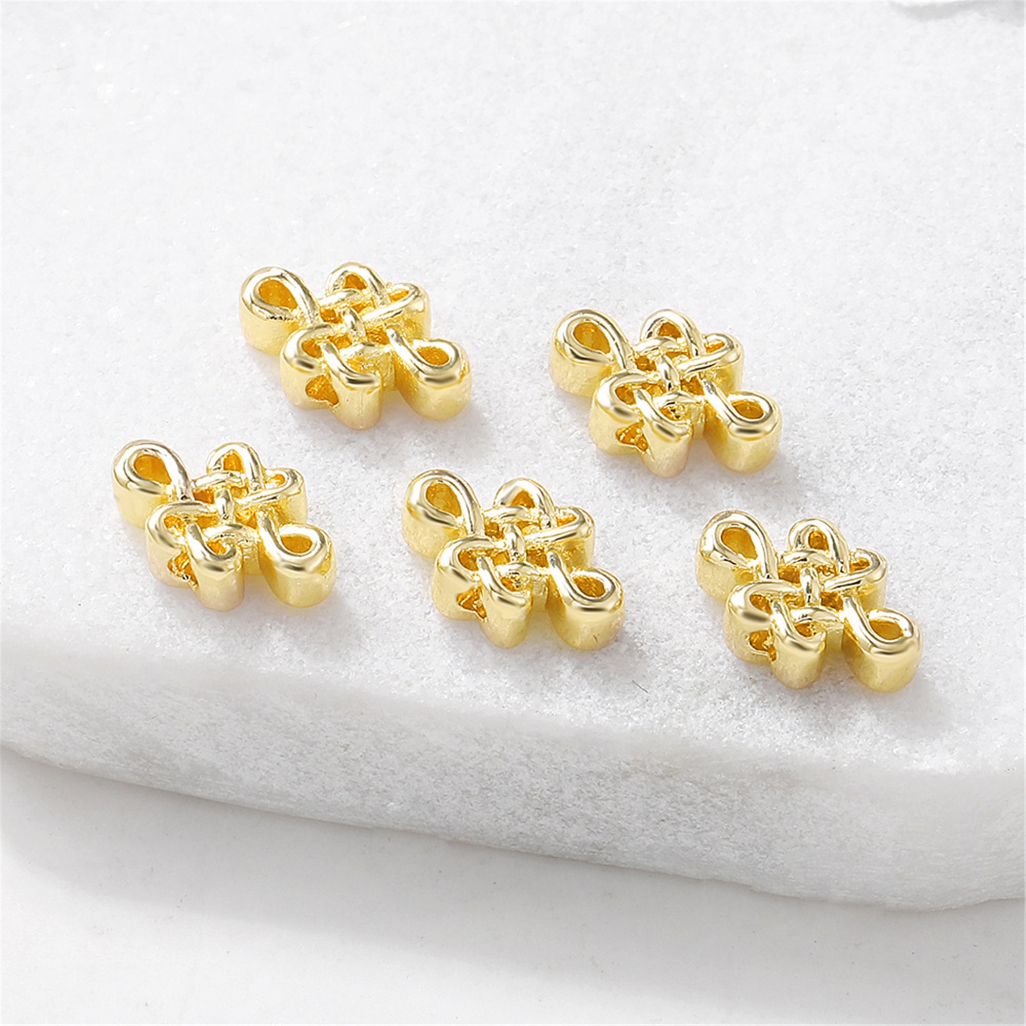 24K Gold Plated Chinese Knot Beads: Brass Tone Spacers (10PCS) MY442 - Etsy