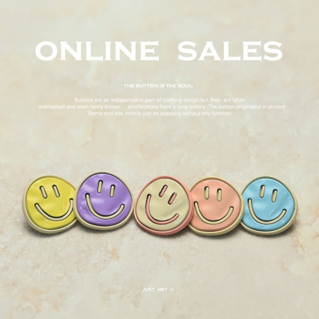 2/10pcs 22mm Smile Face Metal Buttons Flat Plain Plane Gold Shank ,for ...