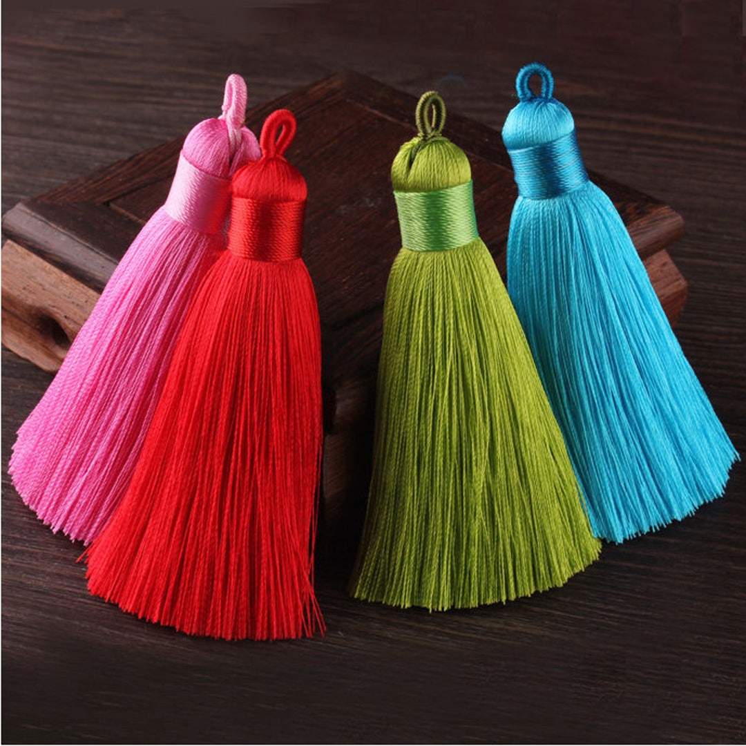 2pcs 75mm Jump Ring Tassels ,handmade Fine Rayon Thread Tassels High ...
