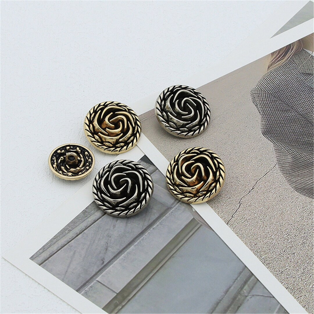 2/10pcs Retro Metal Rose Buttons, Buttons for Shirt Jacket Sweater ...