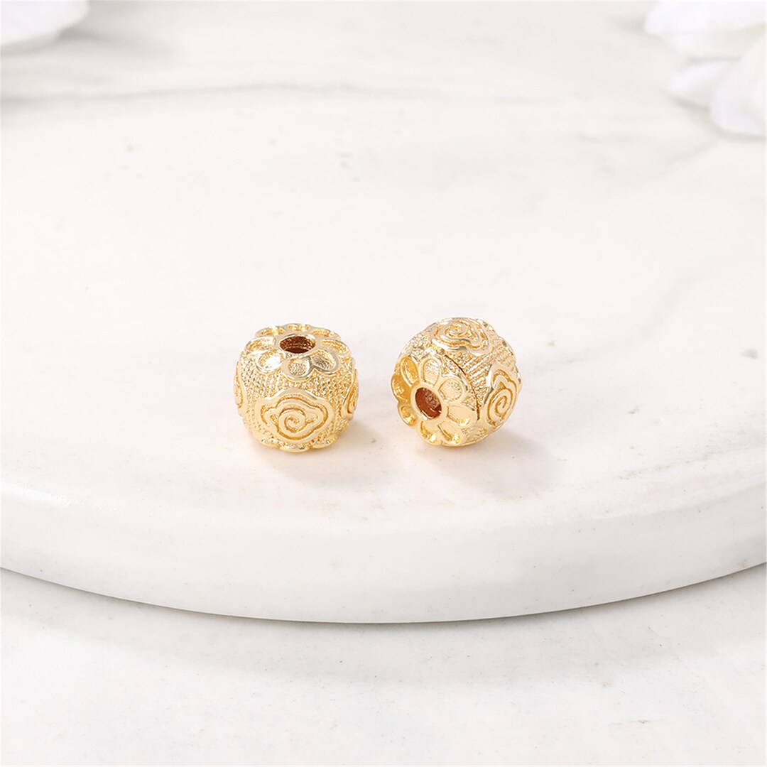 24K Gold Plated Lantern Spacer Beads: Hollow Brass Charms (10PCS) MY393 ...