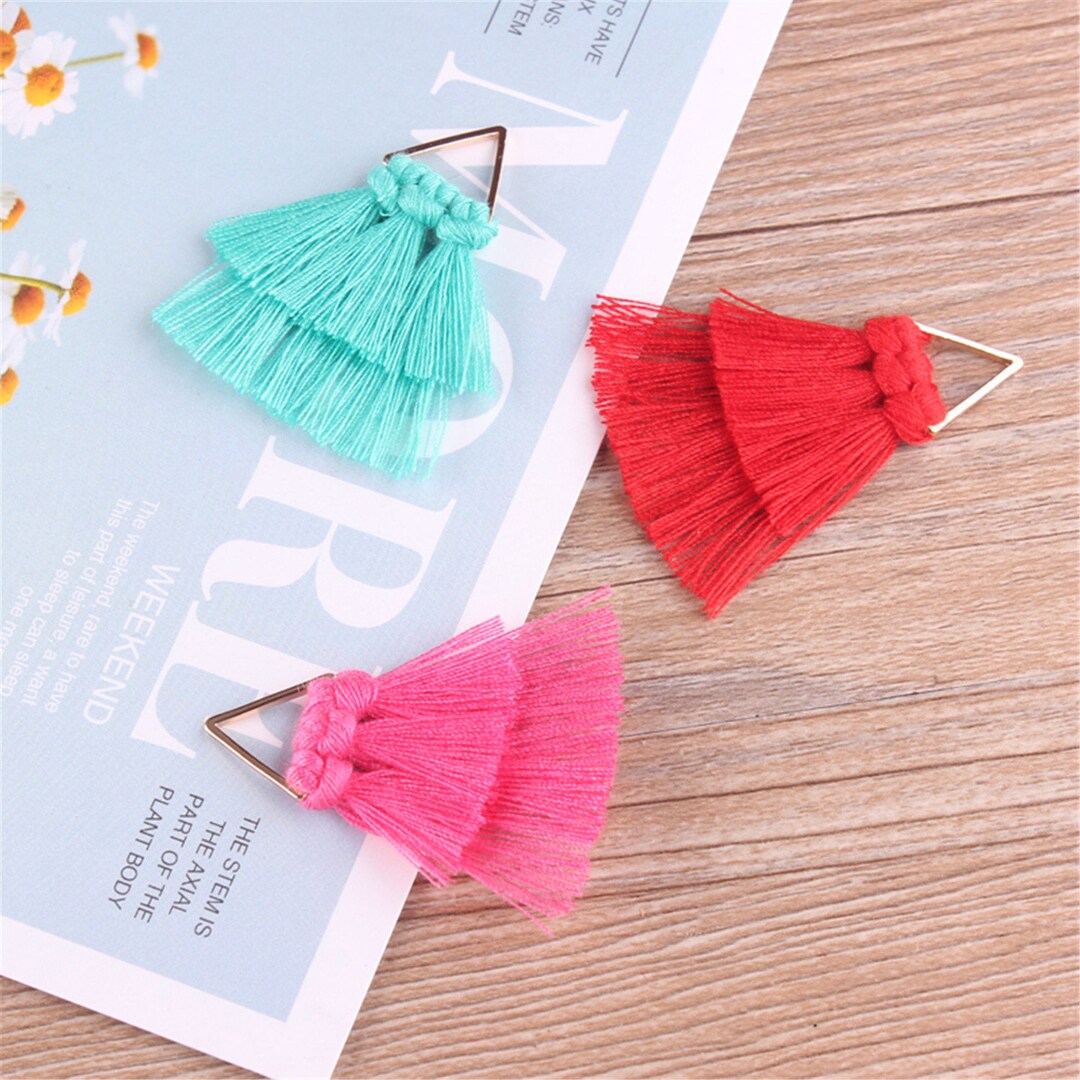 13 Color to Choose,43mm Mix Color Cotton Triangle Earring Tassels ...