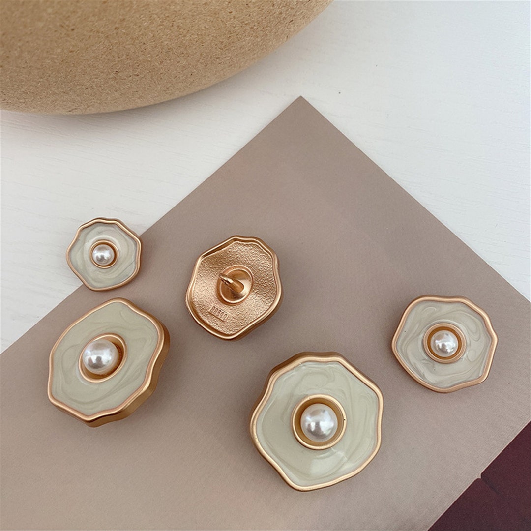 Shell Pearl Gold Shank Metal Buttons: DIY Crafts YS092 - Etsy