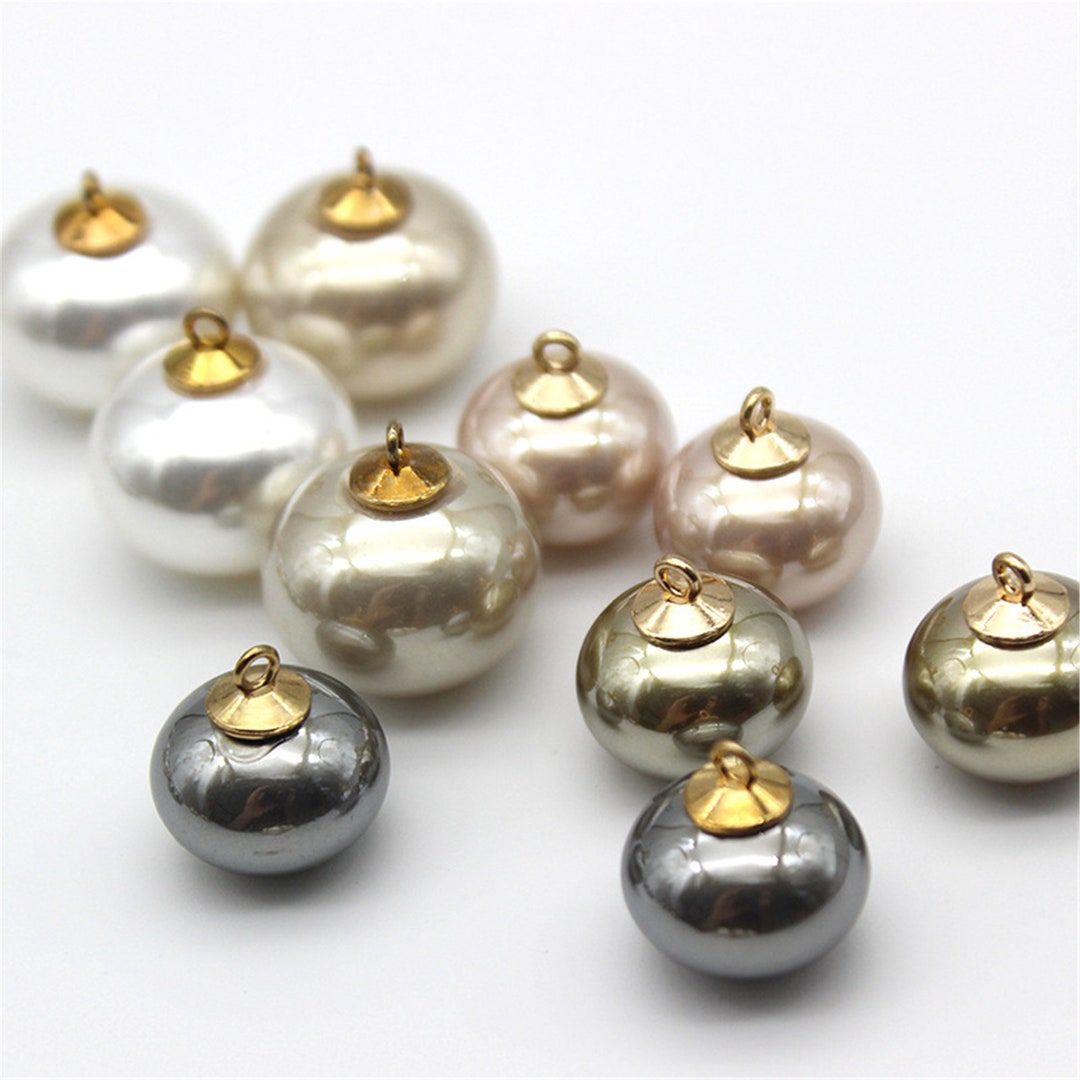 2/6/10pcs Pearl Metal Buttons Flat Plain Plane Gold Shank ,for Shirts ...
