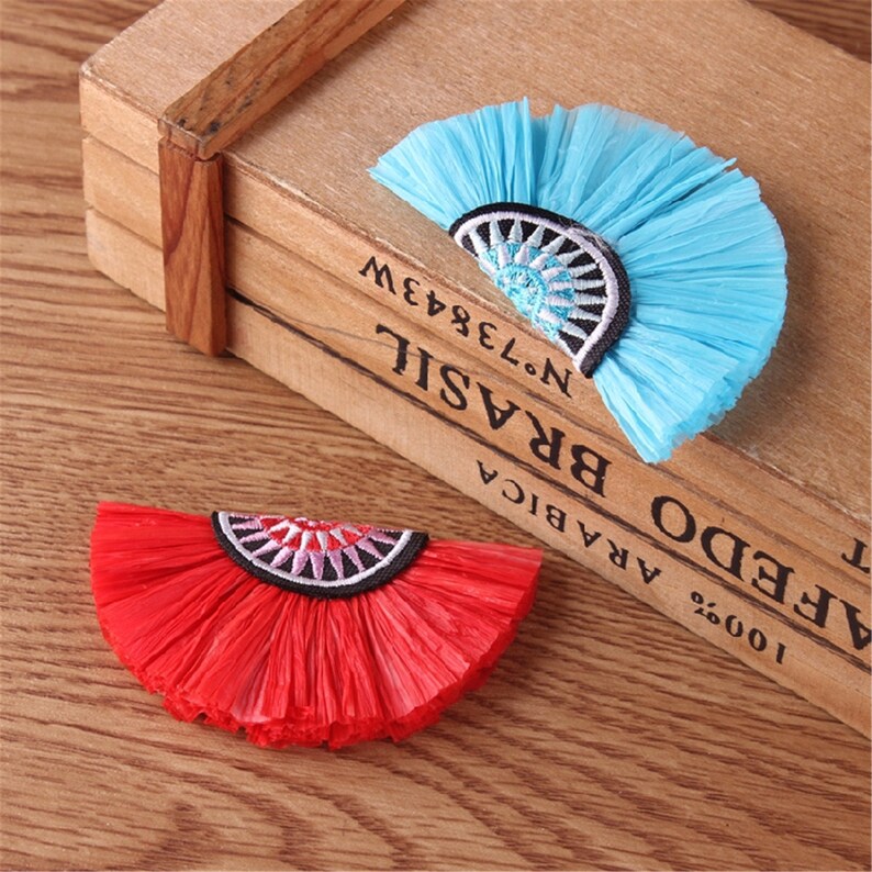 18 Color to Choose4070mm Cloth Embroidery Raffia Fan | Etsy