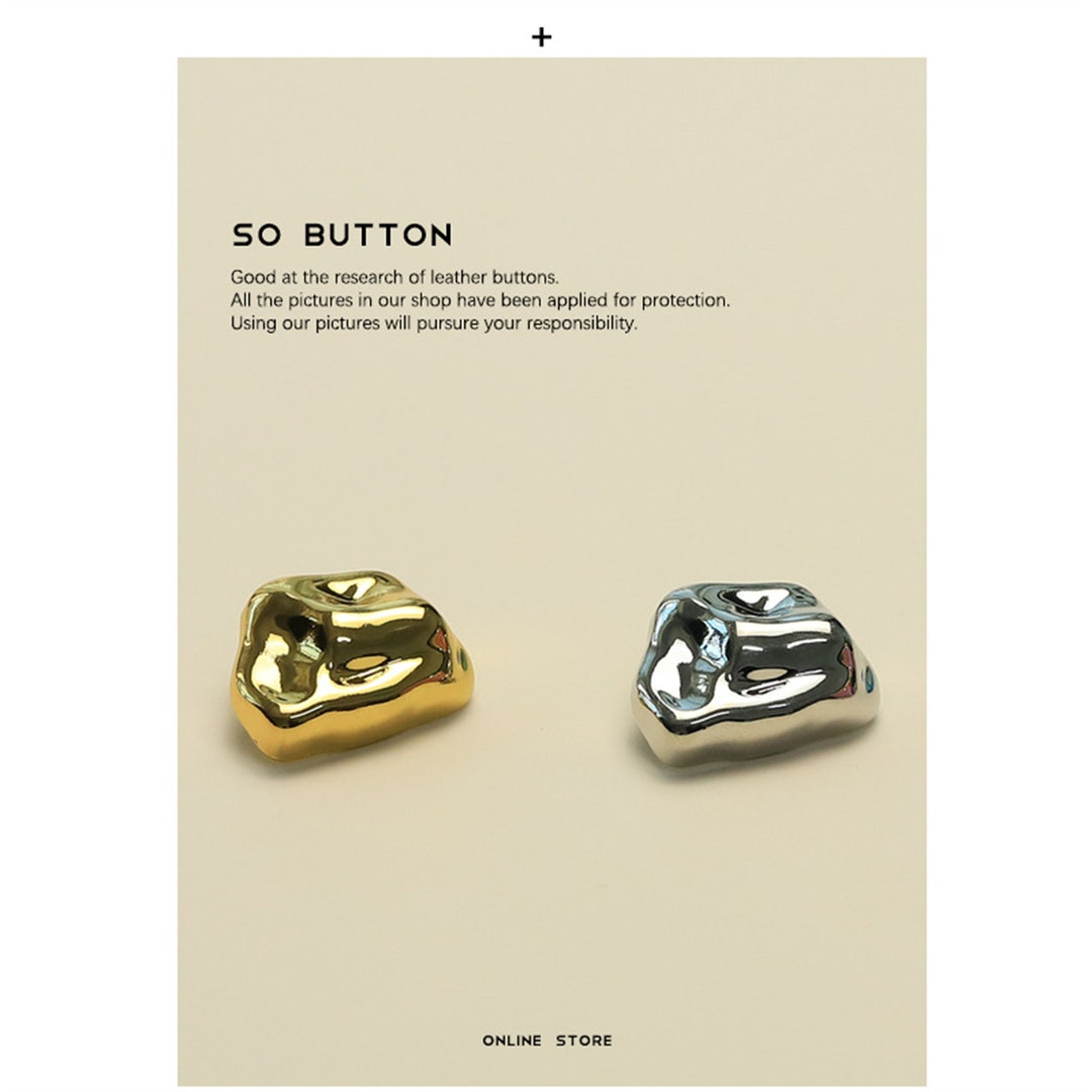 2/10/20pcs Bump Metal Buttons Flat Plain Plane Gold Shank ,for Shirts ...