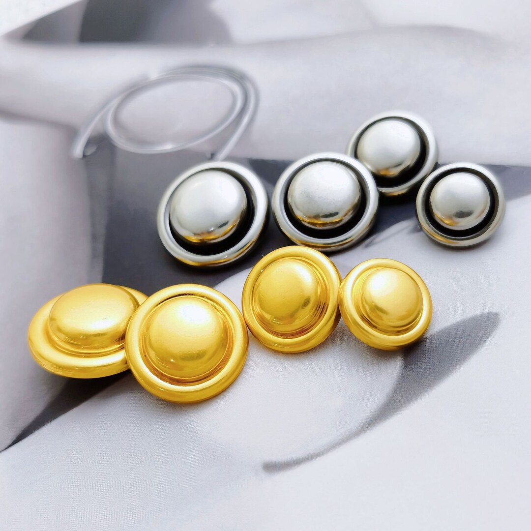 Gold & Silver Metal Shank Buttons: Flat Plain Design YO525 - Etsy