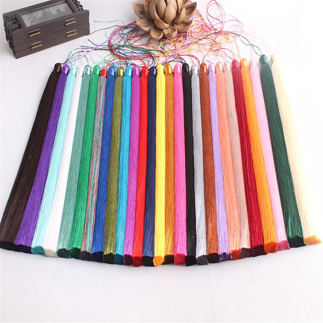300mm Rayon Thread Tassels: Silky Polyester, Handmade, 4pcs LM002 - Etsy