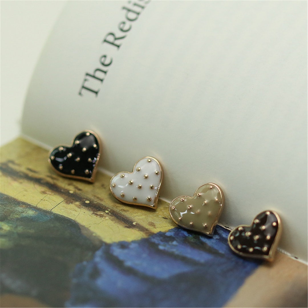 2/10/20pcs 13mm Love Heart Metal Buttons Flat Plain Plane Gold Shank ...