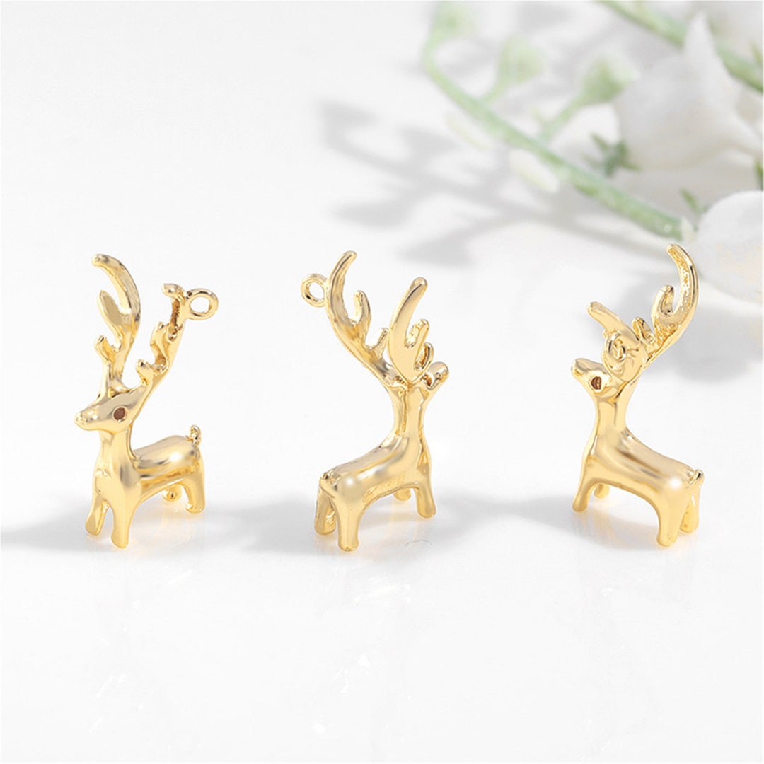 2/6/10pcs 11x18.5mm 24K Gold Vermeil Brass Little Elk Charm Pendant ...