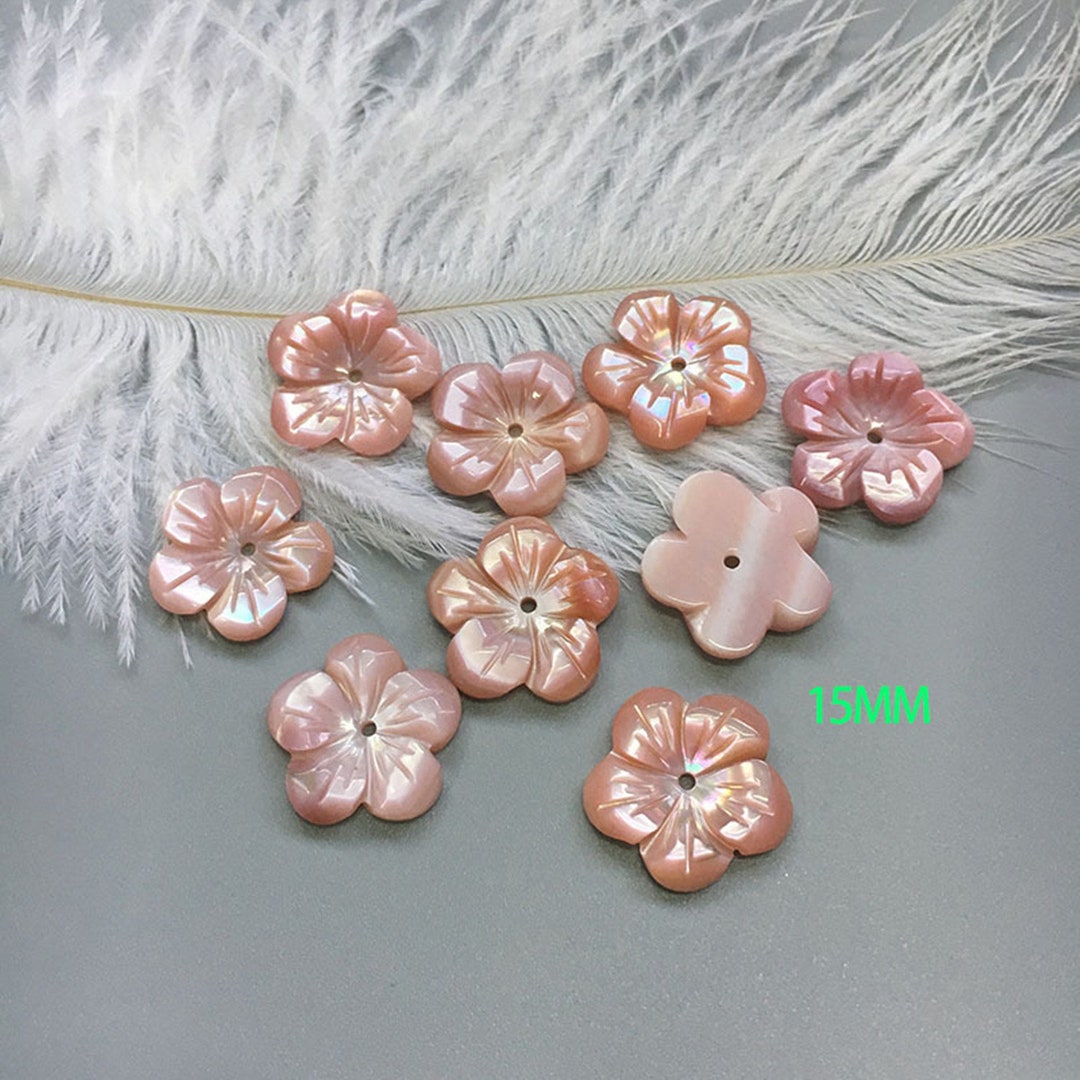 5PCS 8/10/12/15MM Natural Pink Mop Shell Pendants Flower Shell Pendants ...