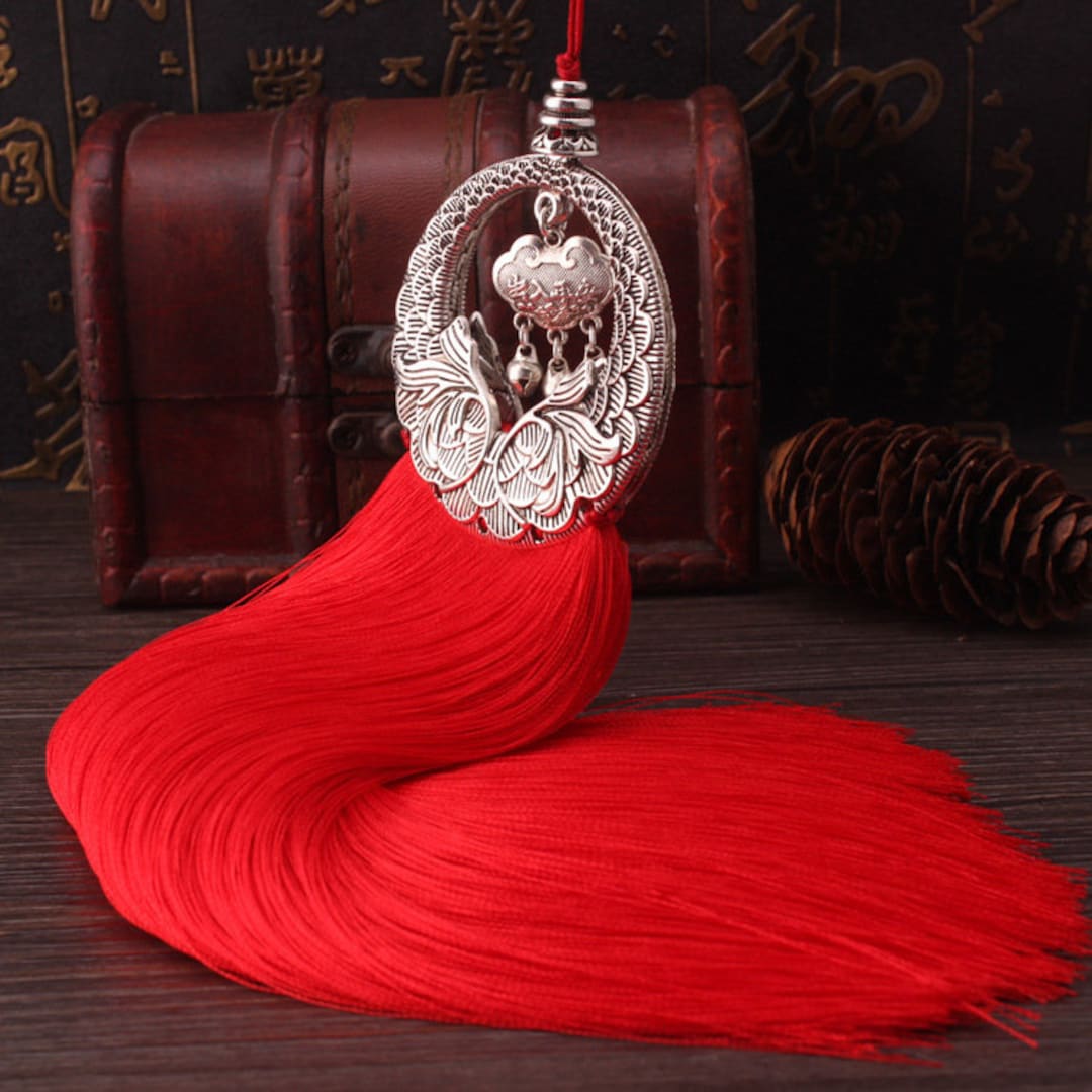 1pc Long Silk Tassel With Longevity Lock Charm (230mm) YD008 - Etsy