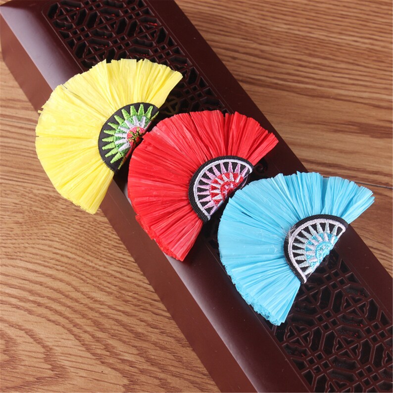 18 Color to Choose4070mm Cloth Embroidery Raffia Fan | Etsy