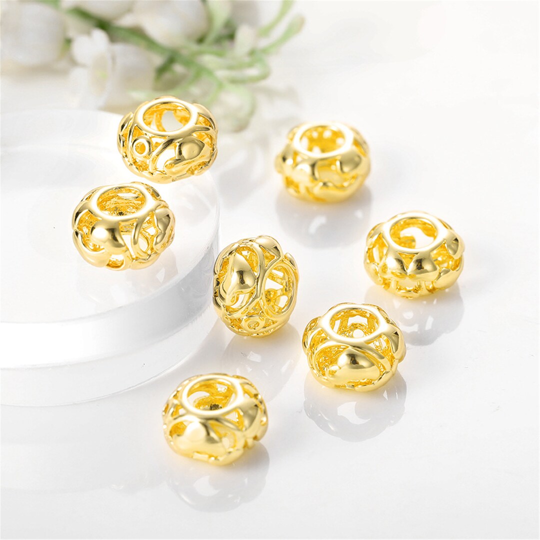 24K Gold Plated Lantern Spacer Beads: Hollow Brass, 7x11mm (10PCS ...