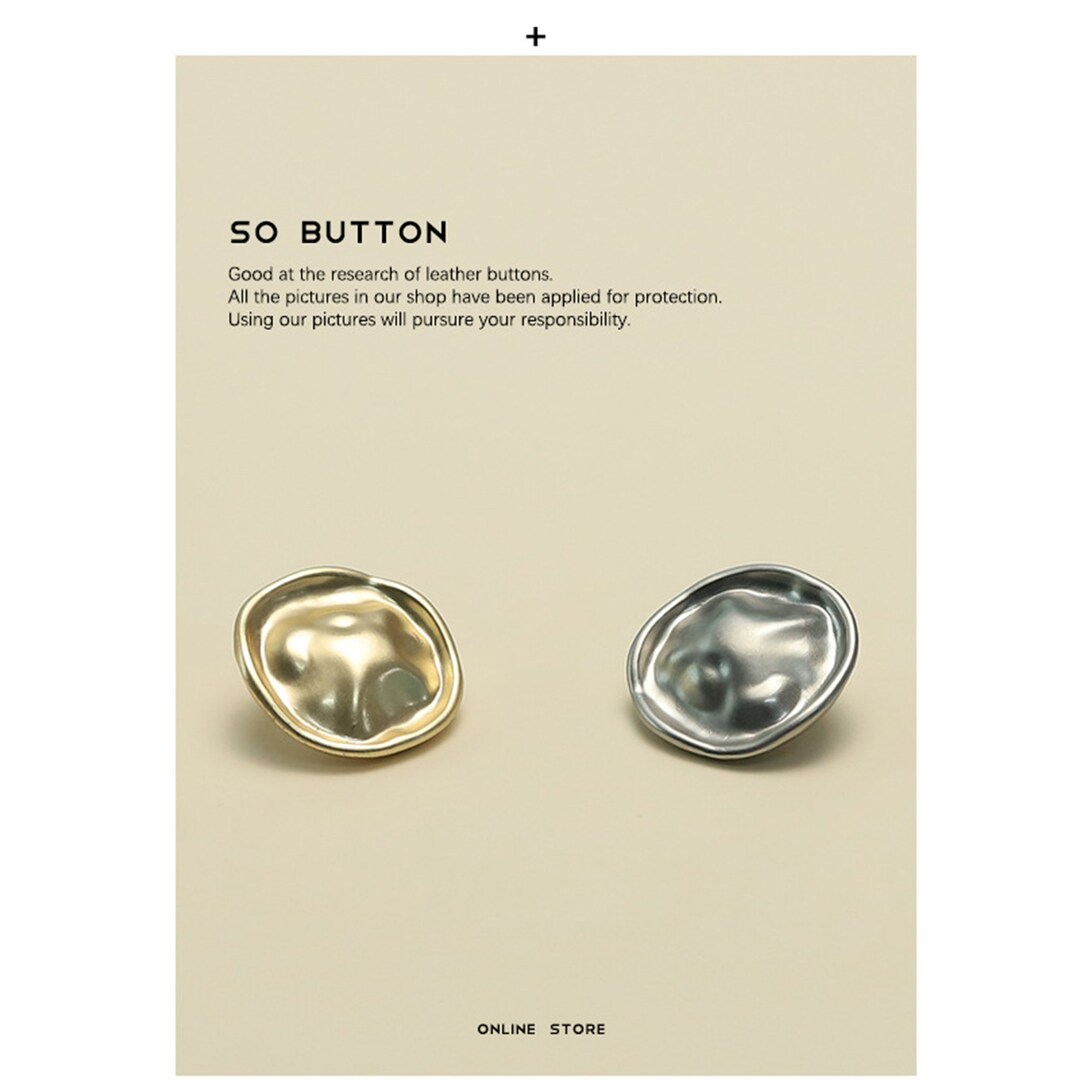 Gold Bump Metal Buttons: Flat Plain Shank for DIY Crafts (2/6/10pcs ...