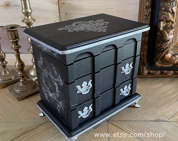 Wednesday Addams Inspired Gothic Vintage Musical Jewelry Box, Solid ...