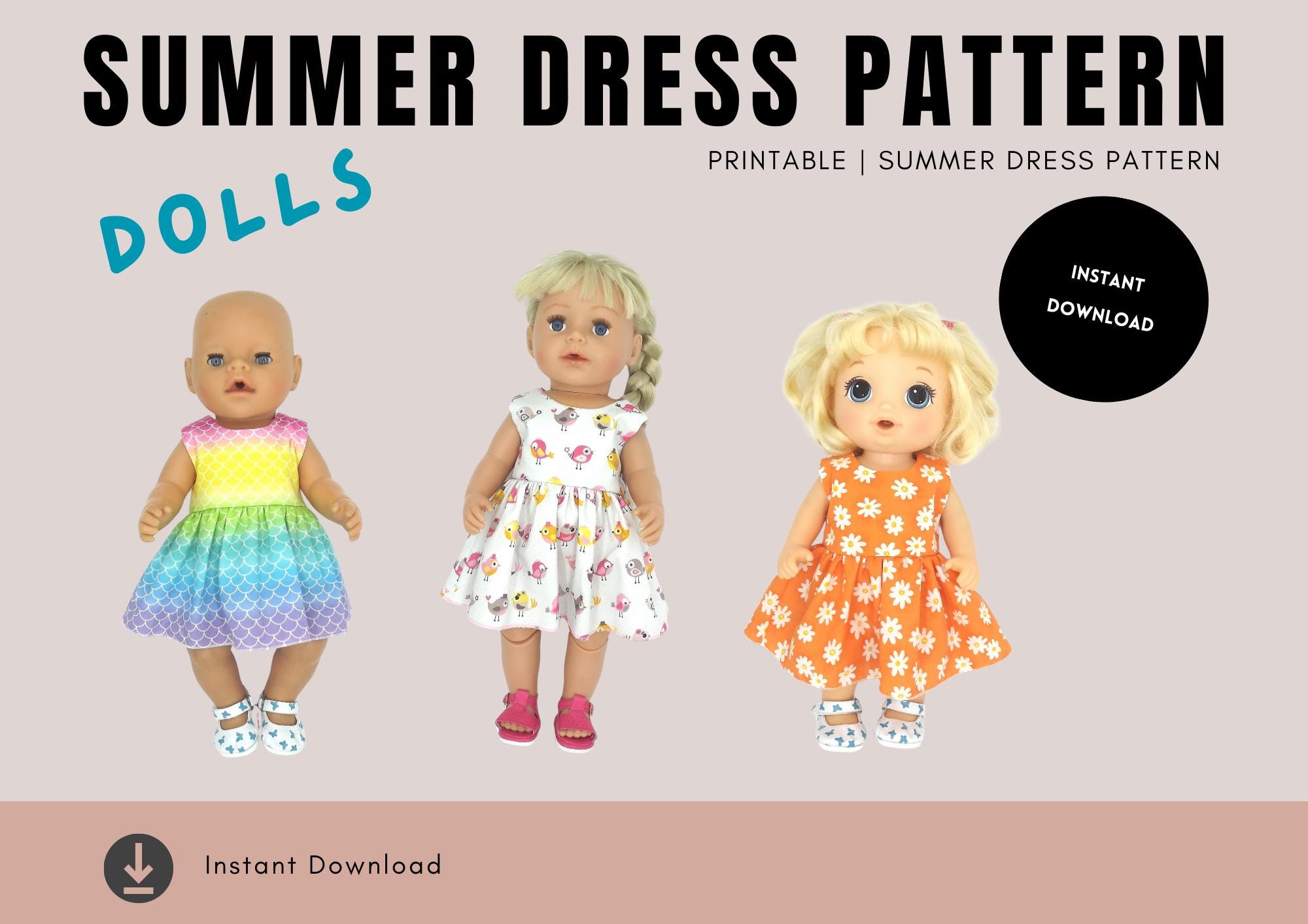 DOLL CLOTHES PATTERN | Summer Dress Pattern | Instant Download ...