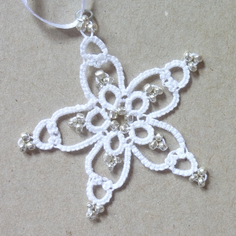 Shuttle Tatting Pattern, Christmas Star Pattern, Beaded Star Design ...