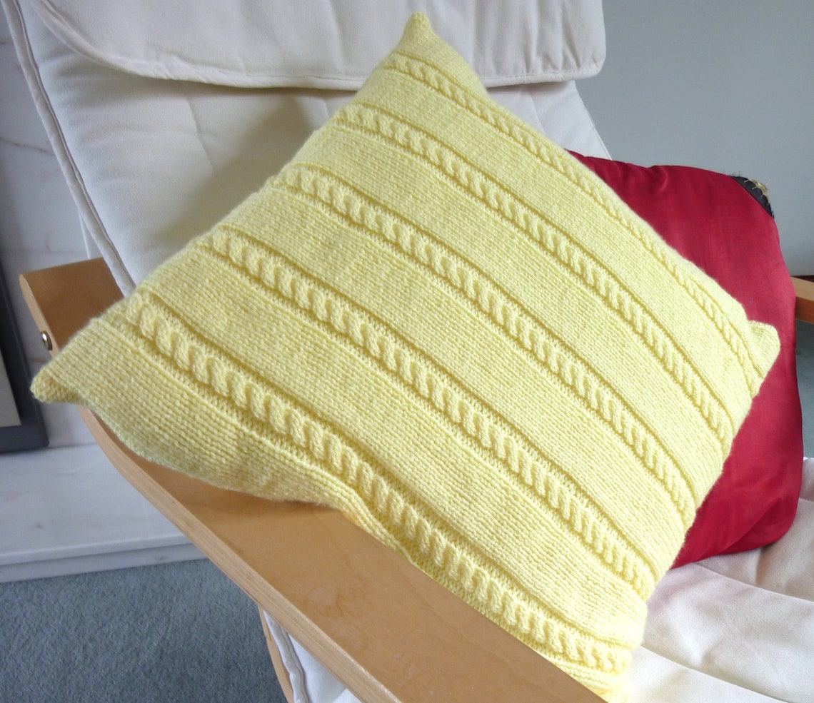 Cabled Cushion Cover Knitting Pattern, Knitted Home Decor, Pillow Cover ...