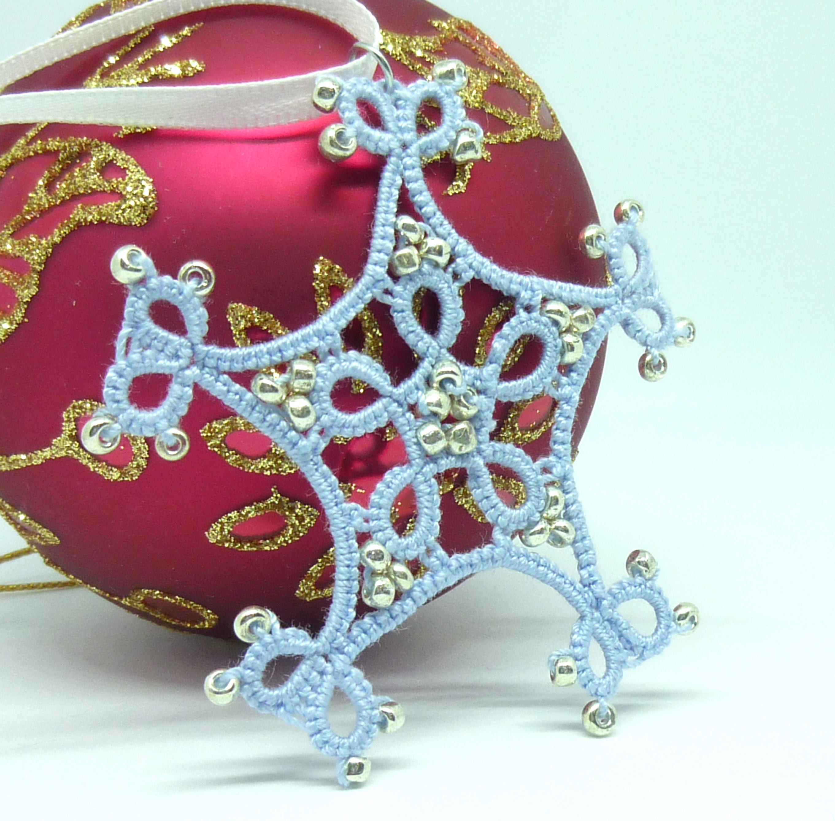 Beaded Snowflake Shuttle Tatting Pattern, Christmas Decoration Pattern ...