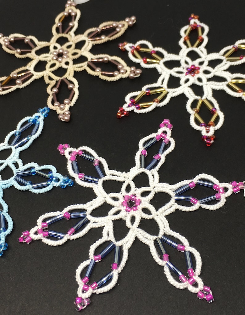 Beaded Snowflake Tatting Pattern, Shuttle Tatting Pattern, Christmas ...
