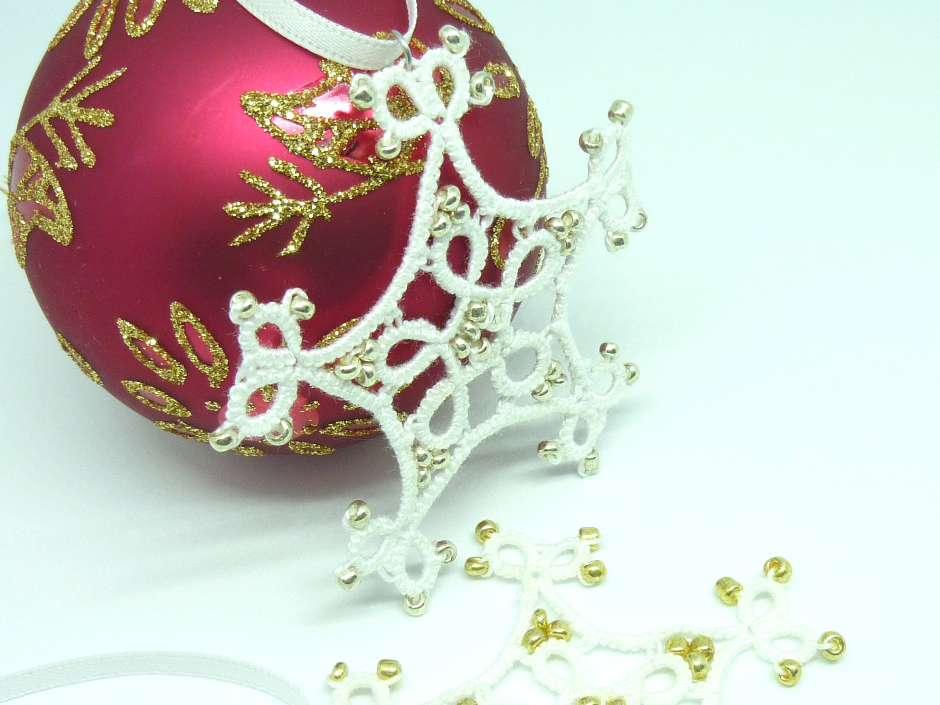 Beaded Snowflake Shuttle Tatting Pattern, Christmas Decoration Pattern ...