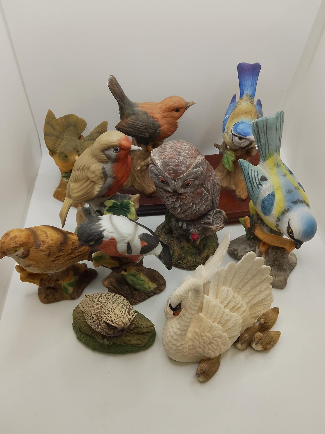 Vintage Bird Figurine, Choose Your Own Garden Bird Ornament, Owl, Swan ...