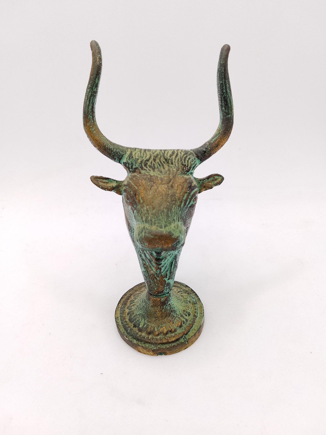 Vintage Metal Taurus Bull Bust, Bull Sculpture, Bull Ornaments, Desk ...
