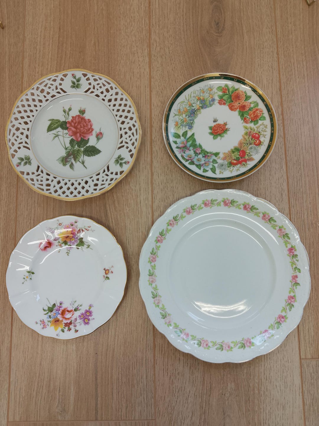 Vintage Cottage Plates Bundle, Floral Plates for Cottage Home Decor ...