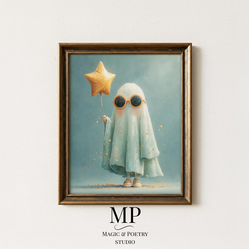 Preppy Ghost With Star Digital Download - Printable Whimsical Halloween ...