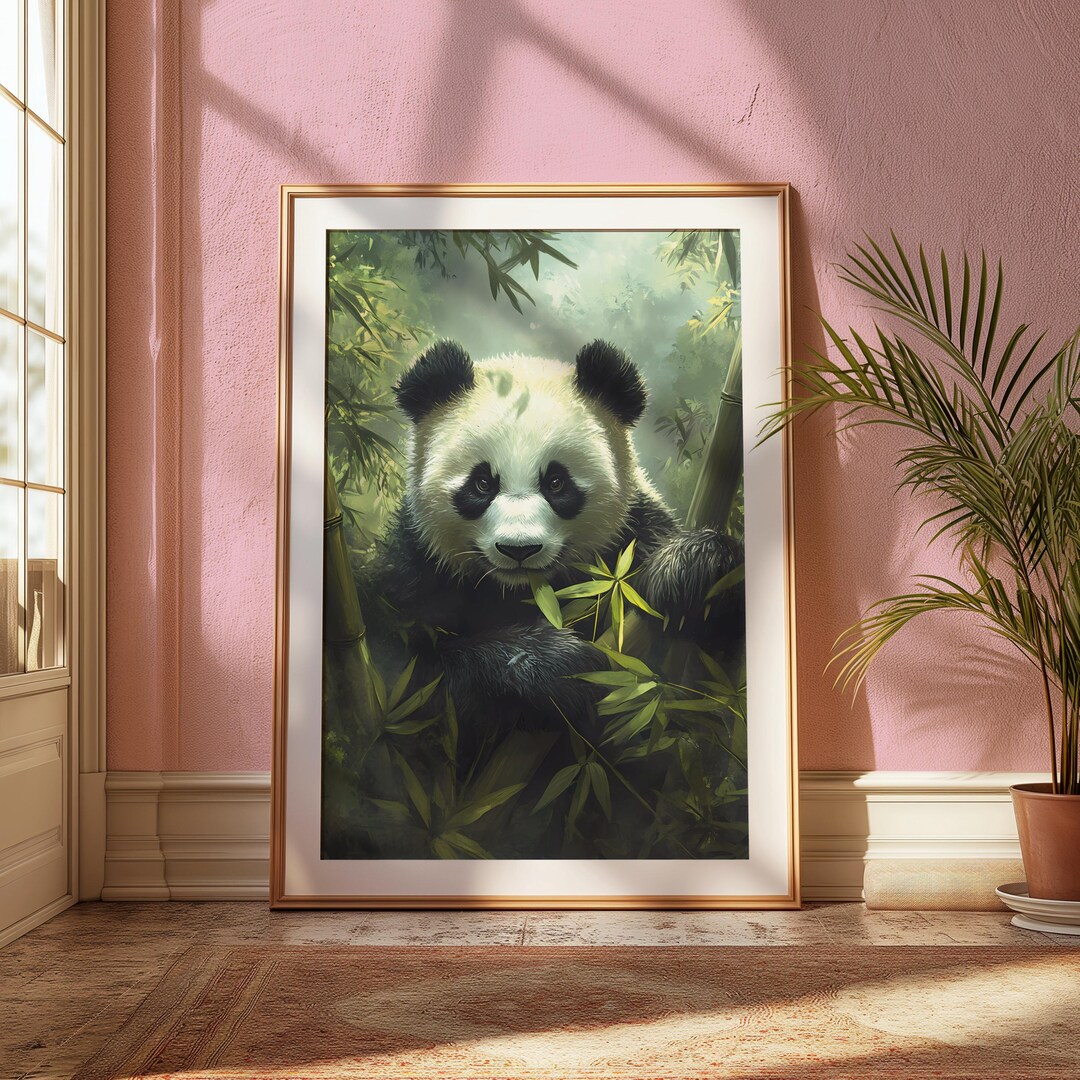 Cute Panda Bear Print, Animal Wall Decor, Wildlife, Nature, Digital ...