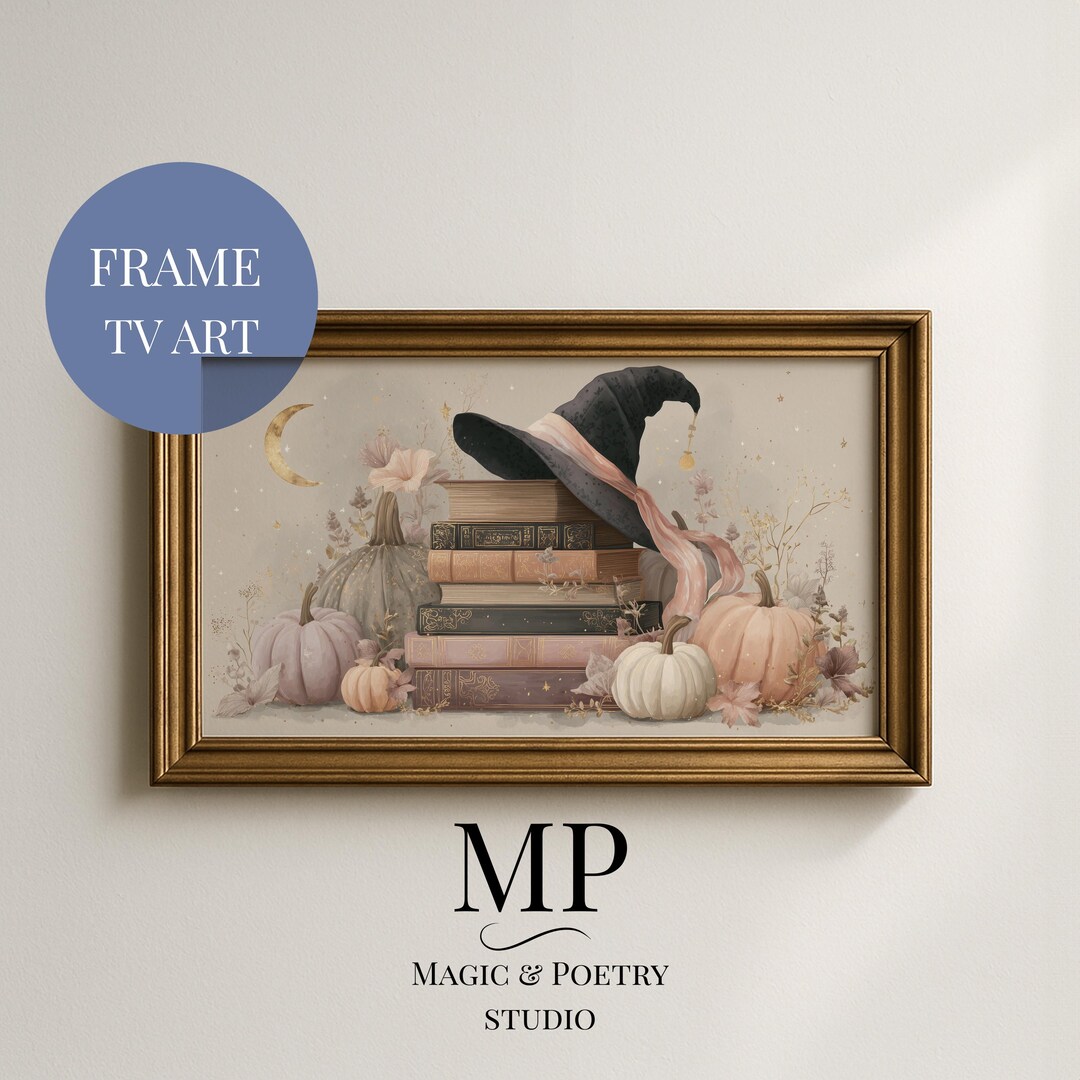 Witch Books Frame TV Art – Pastel Halloween Wall Decor – Cozy ...