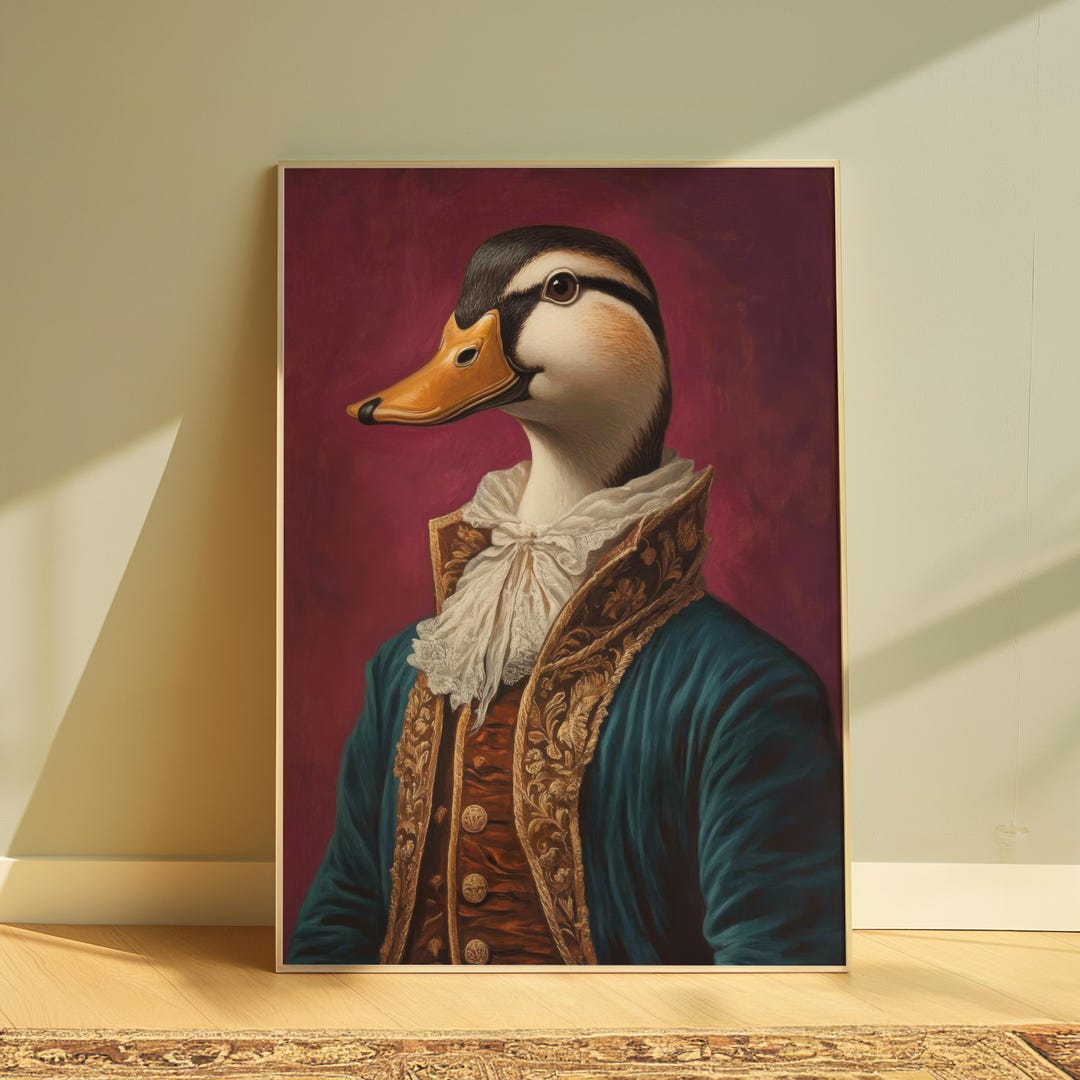 Grandmillennial Duck Art – Aristocratic Mallard Portrait – Old Money ...