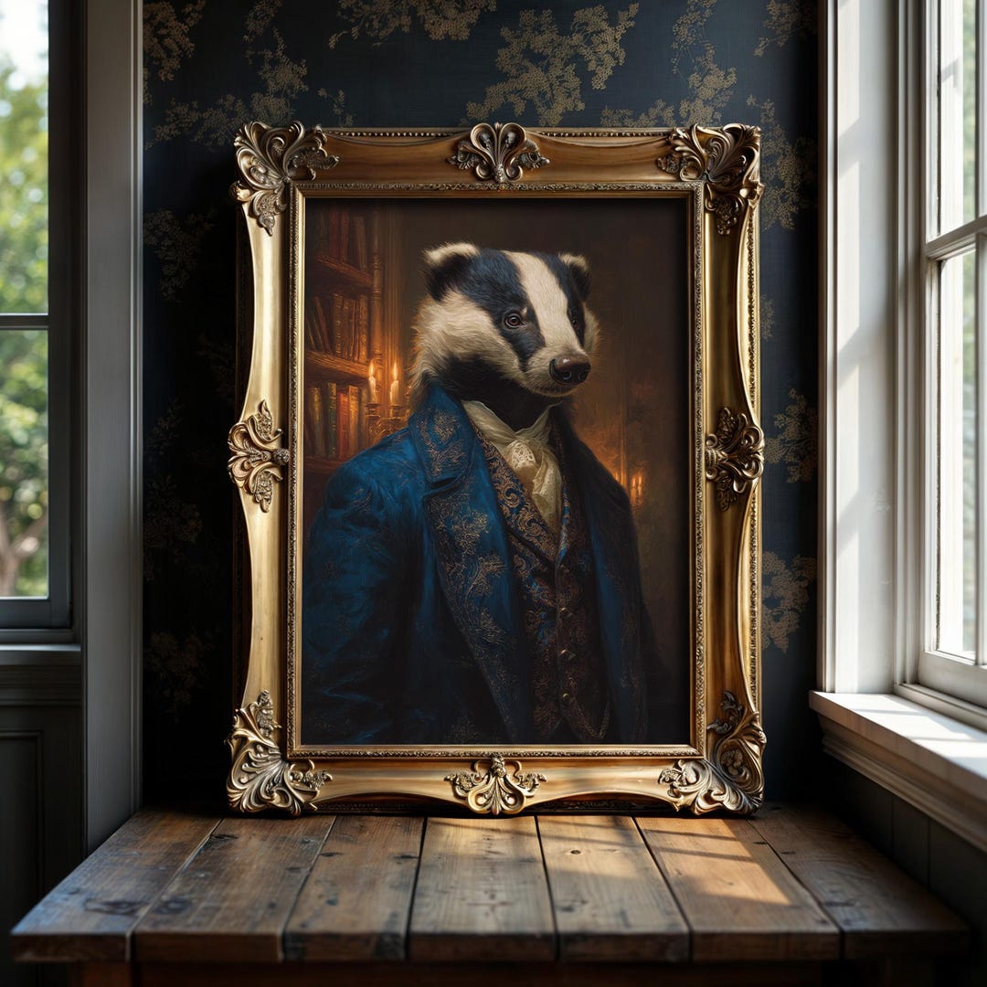 Gothic Badger Portrait: Victorian Animal Wall Art (digital Download) - Etsy