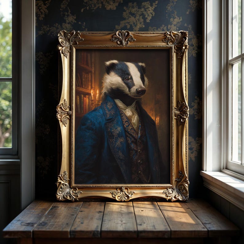 Gothic Badger Portrait: Victorian Animal Wall Art (digital Download) - Etsy