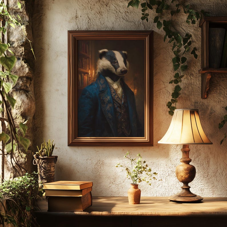 Gothic Badger Portrait: Victorian Animal Wall Art (digital Download) - Etsy
