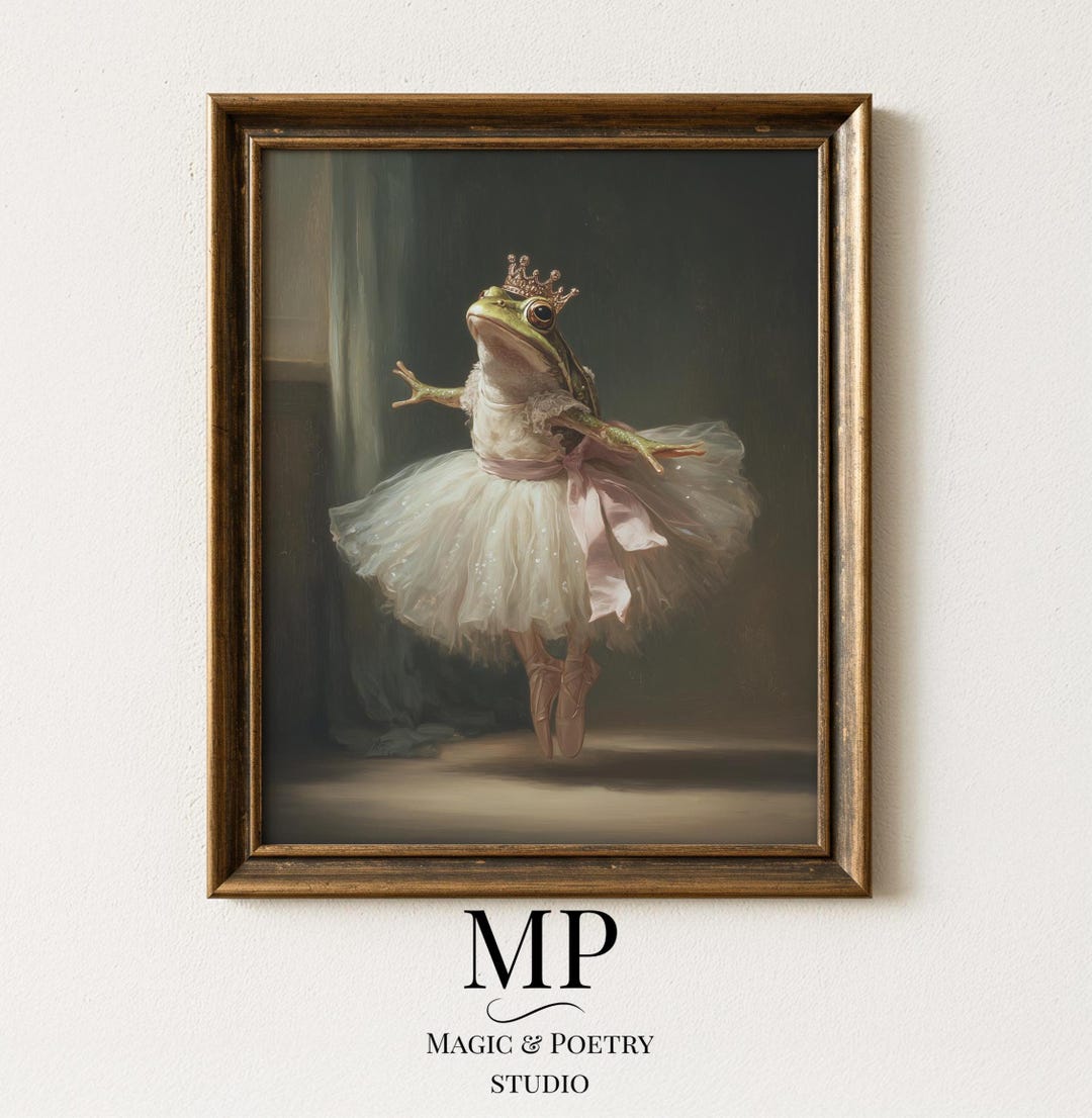 Whimsical Frog Ballerina Printable - Vintage Dance Scene, Muted ...