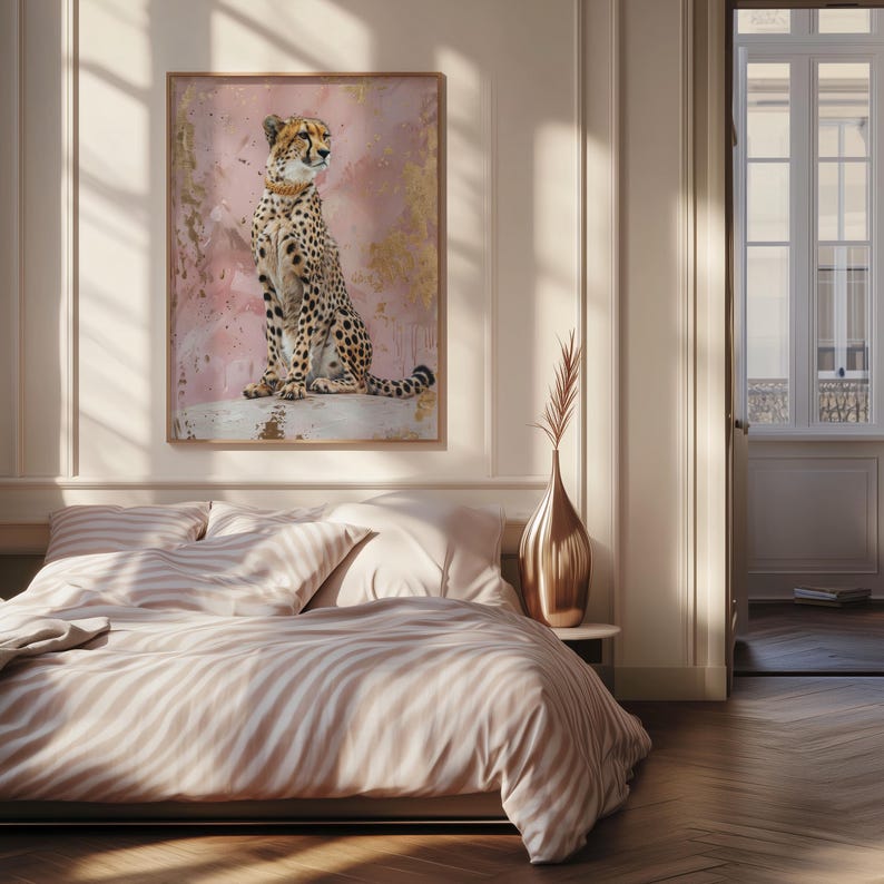 Cheetah Wall Art Instant Download: Pink Gold Glam Cheetah Print, Safari ...