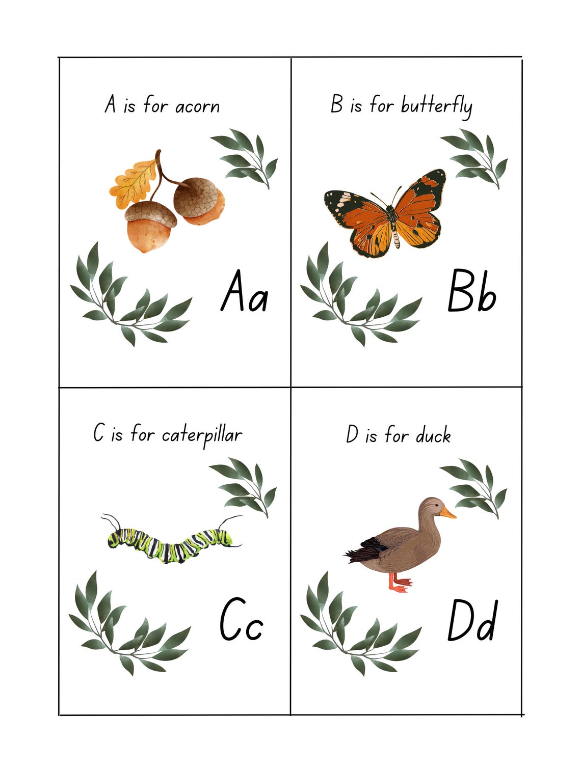 Nature Themed Alphabet Posters & Flash Cards - Etsy