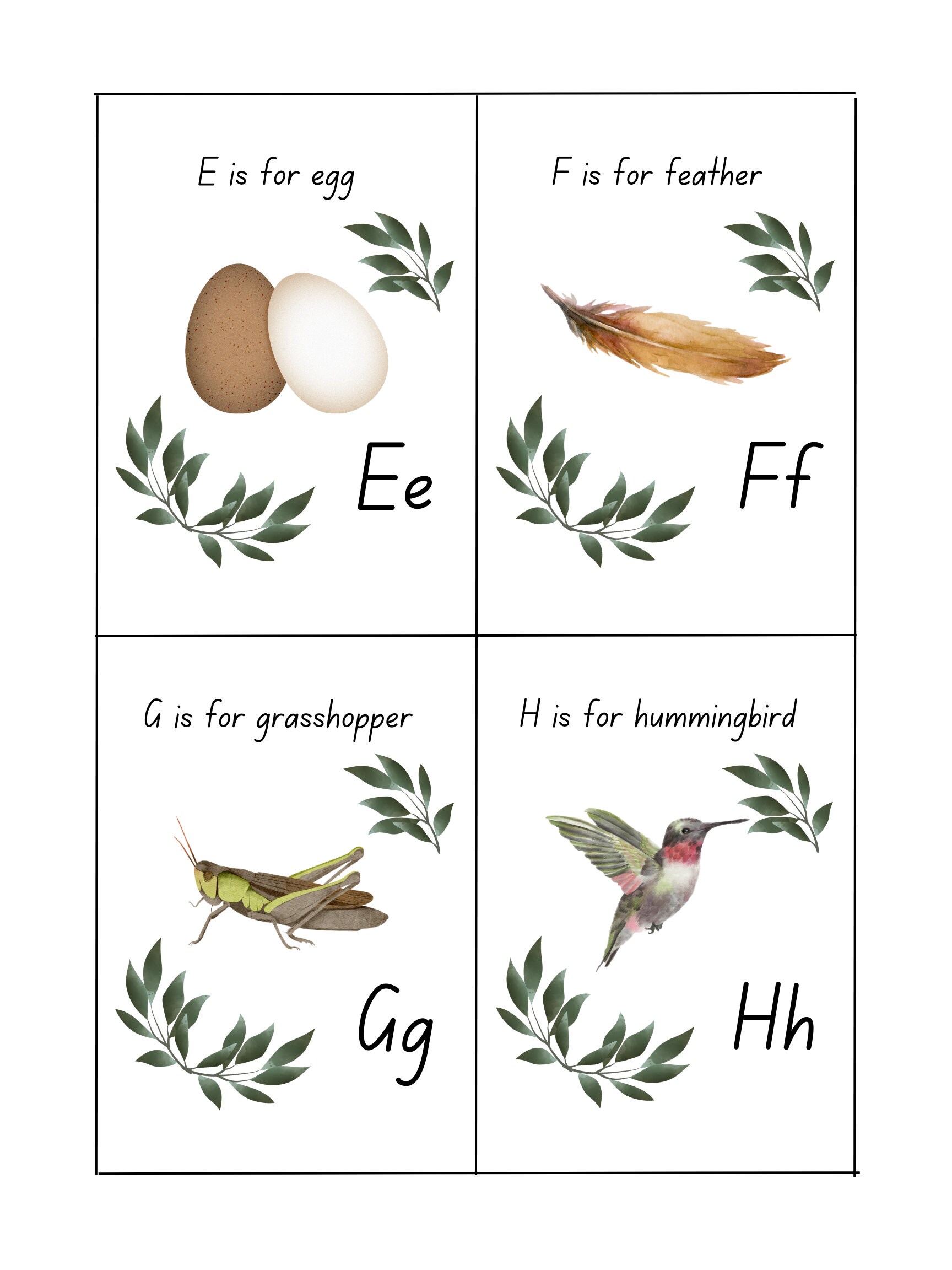Nature Themed Alphabet Posters & Flash Cards - Etsy