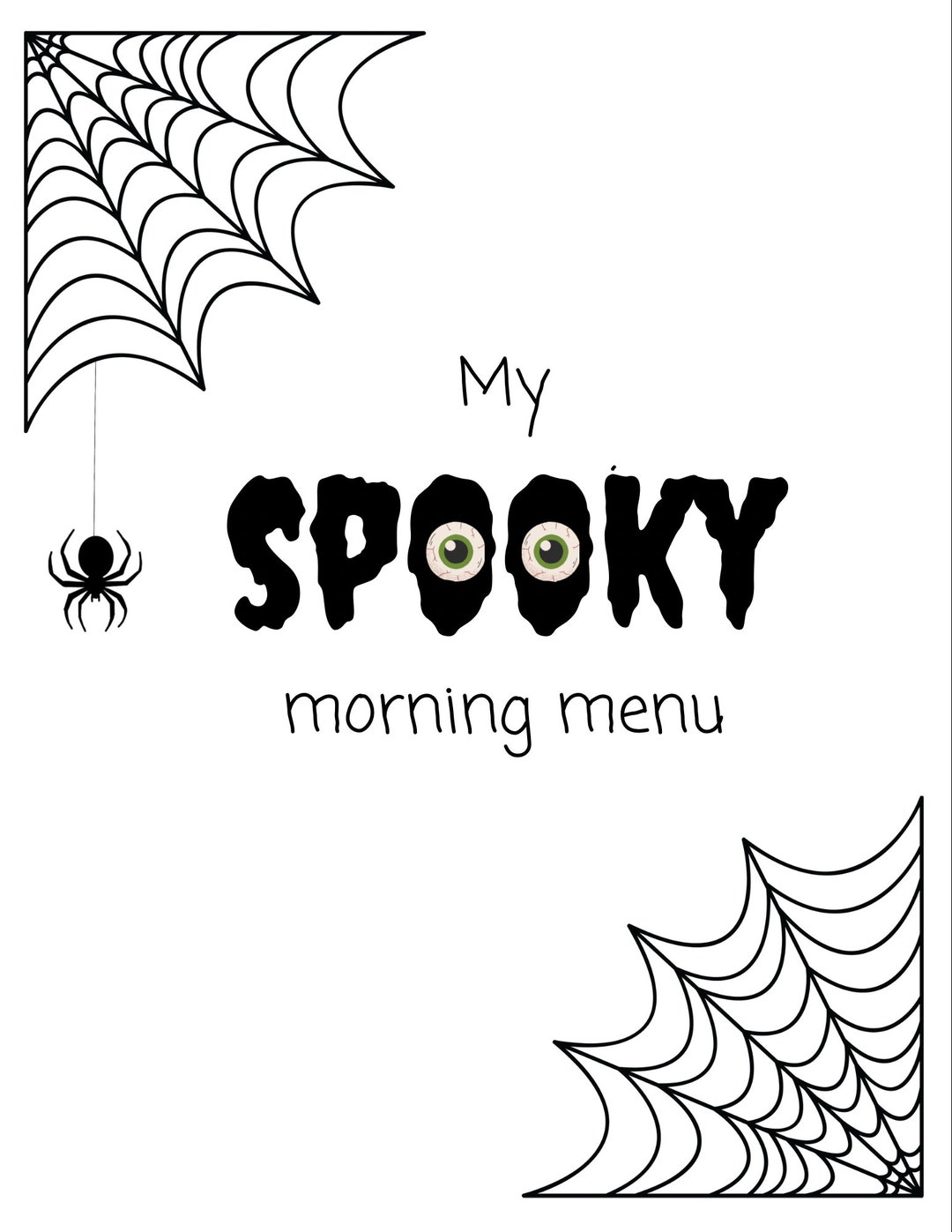 Halloween Morning Menu - Etsy
