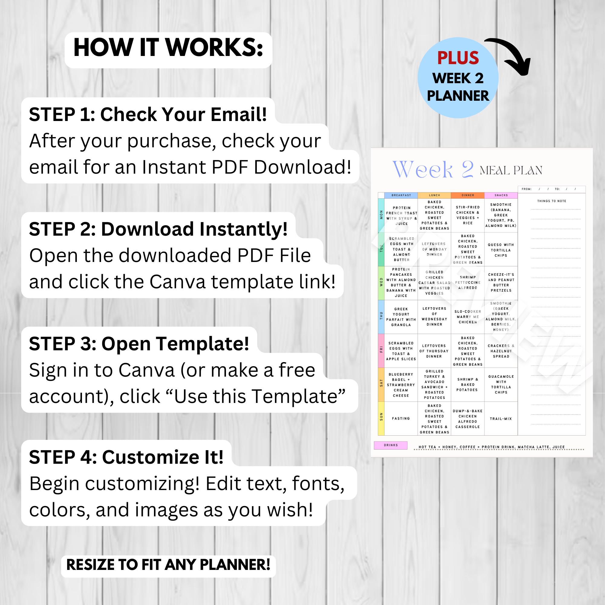 2 Week Meal Planner Printable - Meal Tracker, Weekly Meal Planning ...