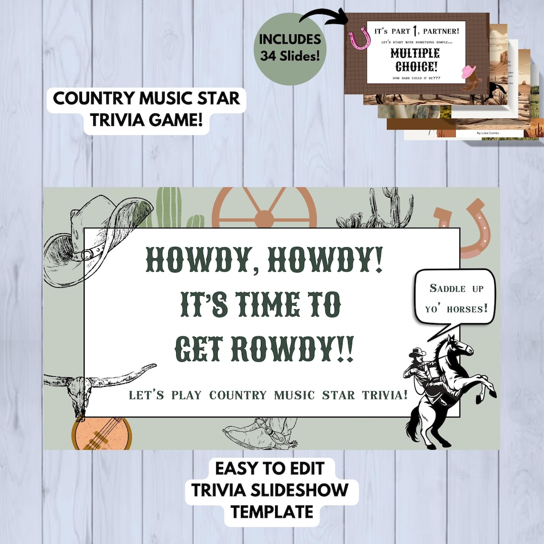 Country Music Trivia Slideshow Game - Interactive Digital Download ...