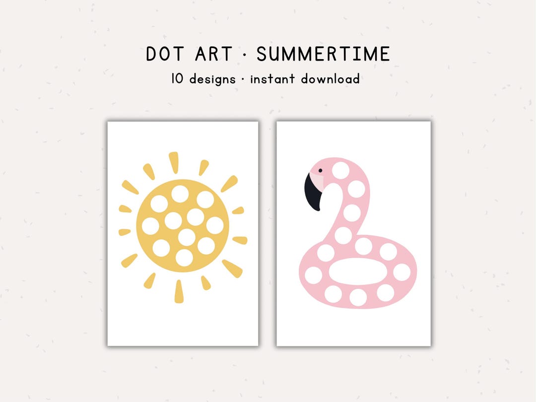Summer Dot Art Printables • Do a Dot Worksheets for Kids • Summer ...