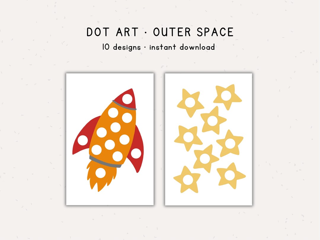 Outer Space Dot Art Printables • Do a Dot Worksheets for Kids • Outer ...