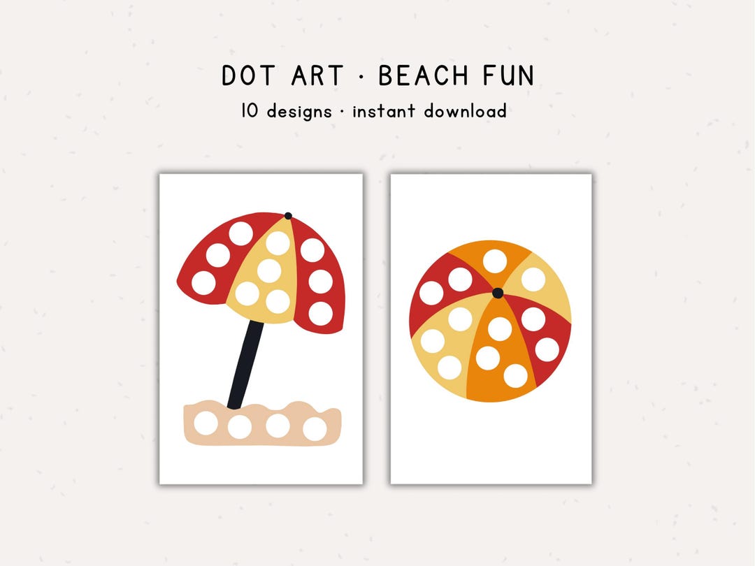 Beach Dot Art Printables • Do a Dot Worksheets for Kids • Beach ...